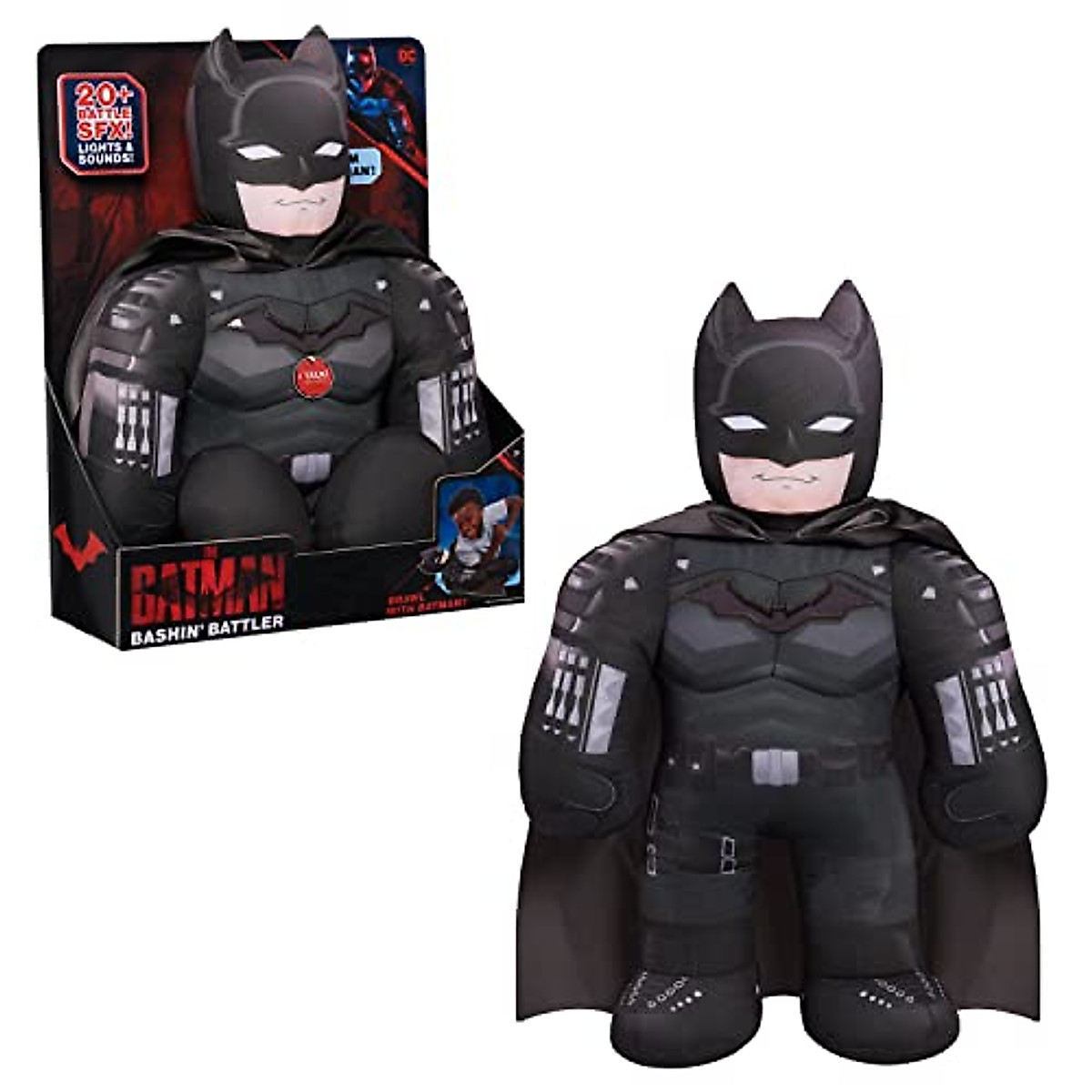 Just Play The Batman™ Bashin’ Battler Batman™ Talking 18-Inch Plush Toy with Light-up Chest and Action Phrases, The Batman™ Movie, Kids Toys for Ages 3 Up