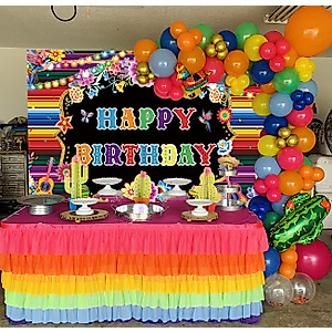 Mexican Birthday Backdrop for Photography Fiesta Themed Party Banners Fiesta Birthday Party Decor Supplies Photo Booth Background (6x4FT: 72x48 inch)