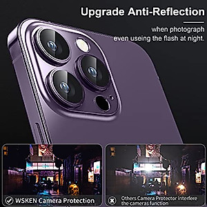 [Upgrade] WSKEN for iPhone 14 Pro Max / iPhone 14 Pro Camera Lens Protector,[Ultra Thin Camera Sticker][Case Friendly]HD Tempered Glass Screen Protector Cover Film for 14 Pro Max / 14 Pro Accessories,Deep Purple