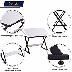 Yaheetech Drafting Table for Artists Art Desk Drawing Painting Studying Table w/Tilted Tabletop Art Craft Work Station for Adults Teens Home Office School Use