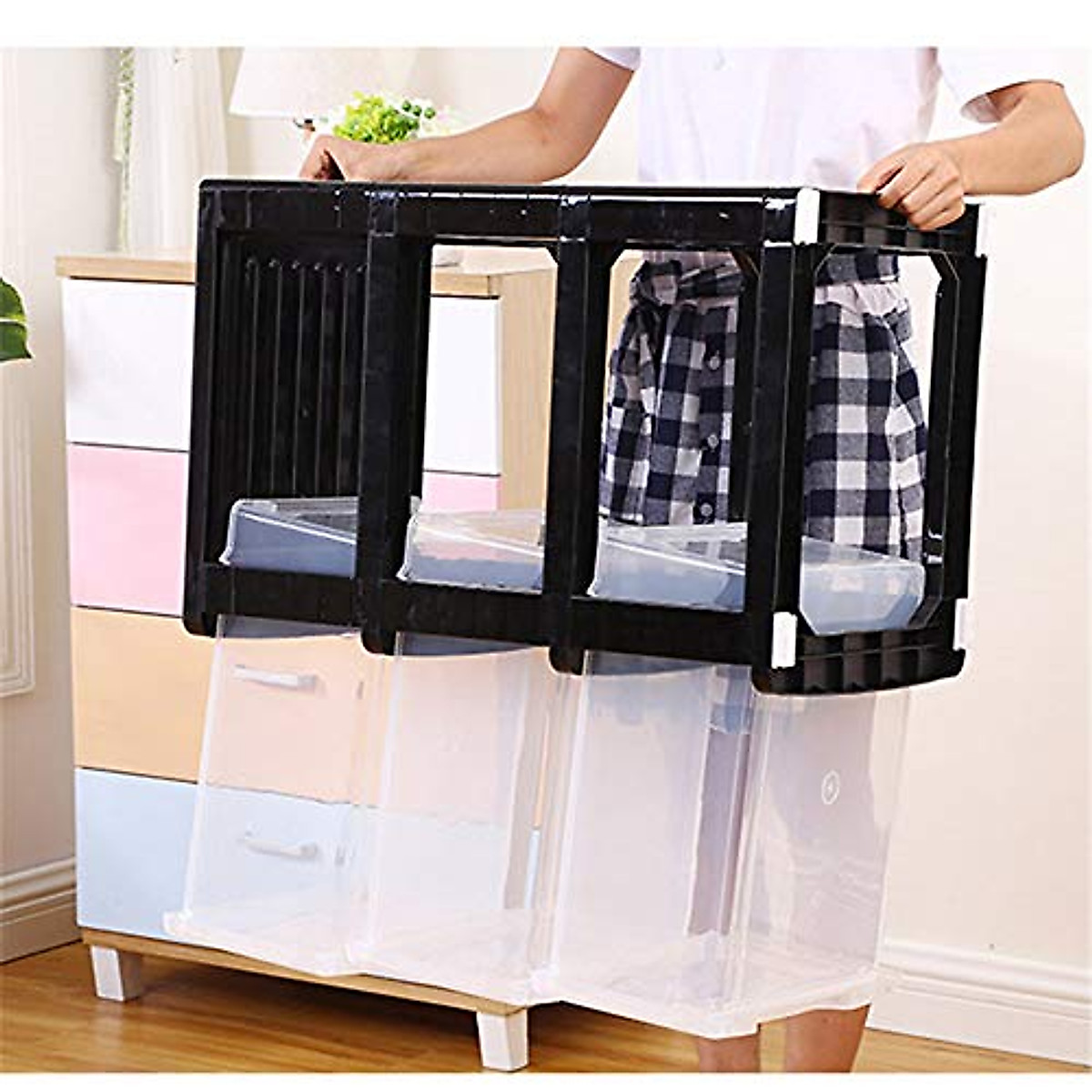 Shozafia 5-Drawer Rolling Storage Cart on Wheels, Craft Storage Containers Bins, Black Frame & Clear Storage Drawers