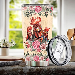 WONWIX Chicken Christmas Gifts Lady Chickens Tumbler Stainless Steel with Lid 20 oz I May Look Calm Water Bottle Coffee Mug Travel Cup Birthday Christmas Gift for Chicken Lovers Her Women