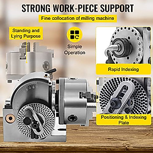 Mophorn Dividing Head BS-0 5Inch 3 Jaw Chuck Dividing Head Set Precision Semi Universal Dividing Head for Milling Machine Rotary Table Tailstock Milling Set (5 Inch Chuck)