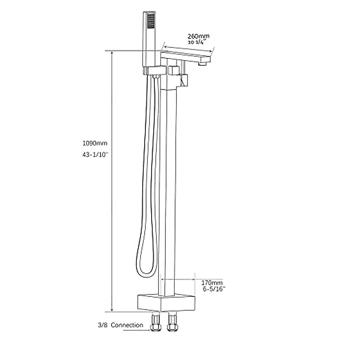 Freestanding Bathtub Faucet with Hand Shower