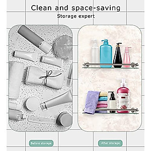 erddcbb Bathroom Shelves Bathroom Shelves Glass Shelf with Polished Chrome Bracket 8MM Thick Tempered Glass Storage Caddy Basket Screw Installation Bathroom Furniture (Size : 50cm)