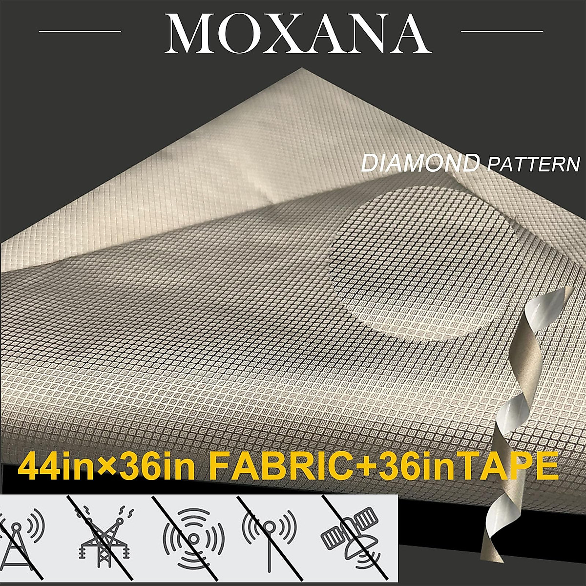 MOXONA Faraday Fabric Kit (44"W × 36"L Fabric + 36"L Tape).Multi-Purpose Conductive Cloth.Premium Soft Material Easy to Cut for DIY Faraday Bags