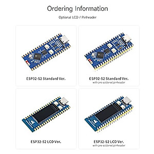 Waveshare 2.4 GHz WiFi Development Board Based On Microcontroller ESP32-S2 240 MHz Xtensa Single-core 32-bit LX7 microcontroller 240MHz ESP32-S2-LCD