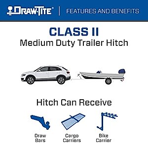 Draw-Tite 36523 Class II Frame Hitch with 1-1/4" Square Receiver Tube Opening
