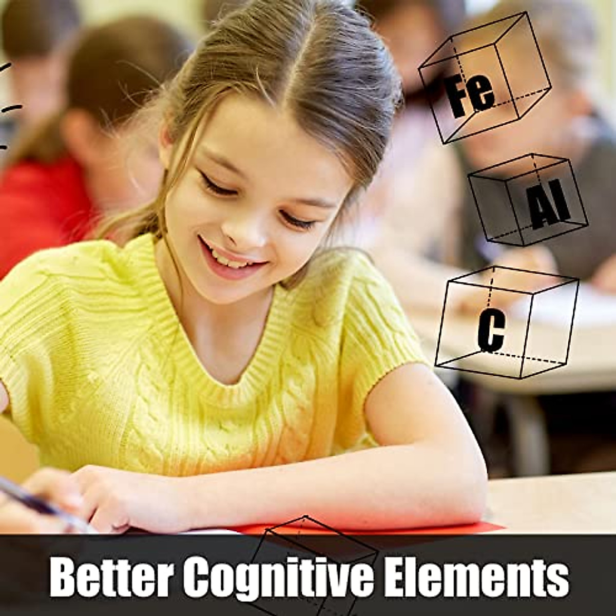 9 Pieces Element Cube Set 10mm Density Cubes Periodic Table Pure Metal Cube Zinc Copper Bismuth Chromium Aluminum Antimony Iron Carbon Titanium for Element Collections Material Hobbies