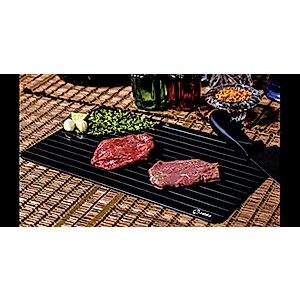 Defrosting Tray (Largest Size) for Rapid thaw - Best Kitchen thawing Tray - Safe to defrost Meat Frozen Food Pork chops, Lamb chops, Chicken, Fish - No Electricity Required