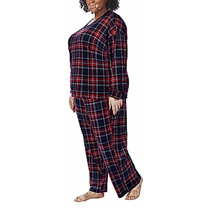 Nautica Womens Pajamas - Cozy Silky Fleece - 2 Piece Long Sleeve Winter Sleepwear Set for Women, Celebrate Plaid, XX-Large