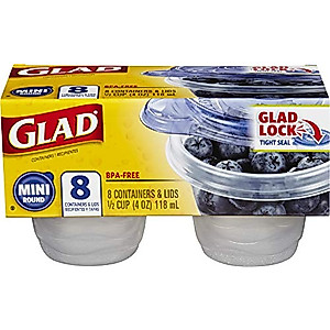 Glad Food Storage Containers - Mini Round Containers - 4 Ounce - 8 Containers