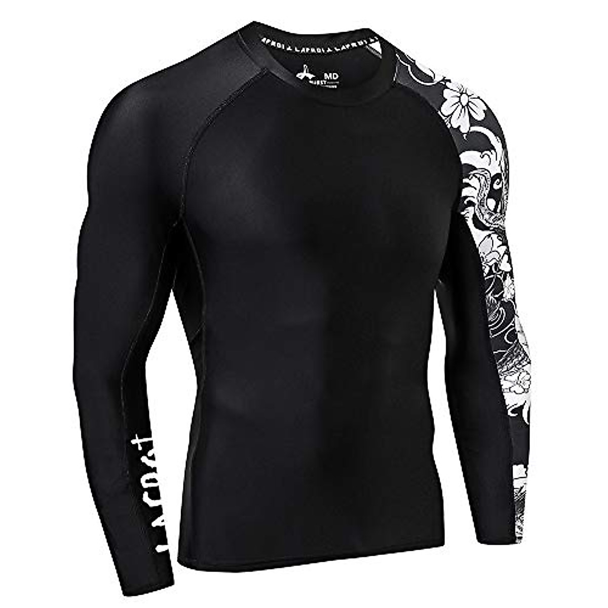LAFROI Men's Long Sleeve UPF 50+ Baselayer Skins Performance Fit Compression Rash Guard-CLYYB Asym Dragon Size SM