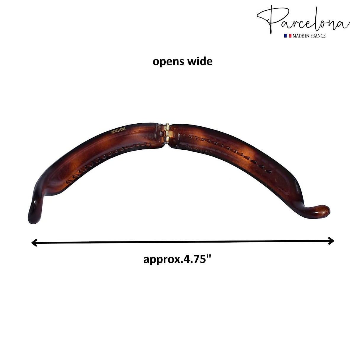 Parcelona French Small 3 ¾” Celluloid Set of 2 French Banana Hair Clip Flexible Ponytail Holder Fashion Durable Styling Paris Hair Accessories for Women, Made in France (Tortoise Shell-Black)