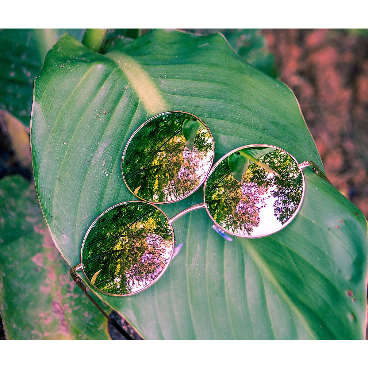 Trippy Lights Third Eye Sunglasses, Emerald Green with Pink Reflective Lens