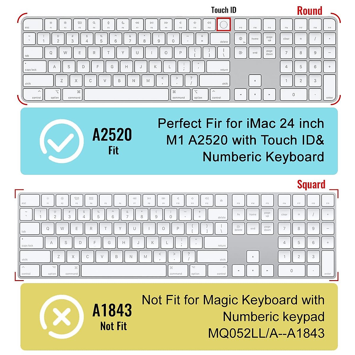 Boaulee Silicone Keyboard Cover Skin for Magic Keyboard with Touch ID and Numeric Keypad Model A2520 2022 Sudio and for iMac 2021 24 inch M1 chip US Layout Anti-Dust Keyboard Protector (Black)