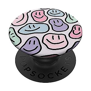 pastel aesthetic trippy liquid swirl dripping smile face PopSockets Standard PopGrip