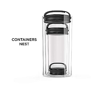 Best PREMIUM Airtight Storage Container for Coffee Beans, Tea and Dry Goods - EVAK - Innovation that Works by Prepara, Glass and Stainless, Soft Touch Black Handle, Mini