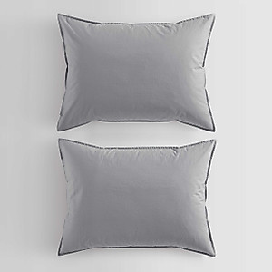 Calvin Klein - Queen Duvet Cover Set, Washed Cotton Percale Bedding, Luxuriously Soft Home Decor (Washed Percale Steel Blue, Queen)