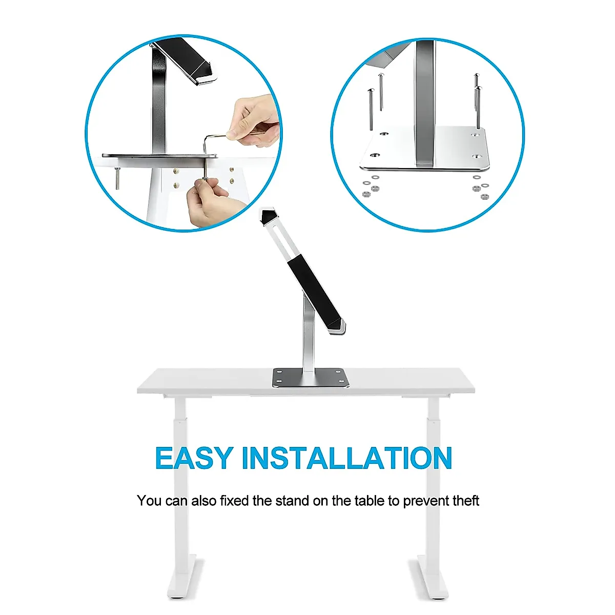 woleyi Anti-Theft Desktop Tablet Kiosk Stand Holder, Heavy Duty Countertop Tablet POS Display Mount with Security Lock and Key, Compatible with iPad Pro/Air/Mini, Galaxy Tabs, More 7-11" Tablets