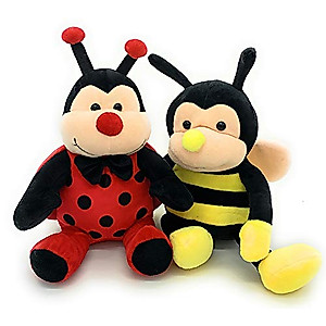 Garden Buzz Cuties Ladybug Stuffed Animal Plush Ladybird Beetle Soft Insect Cuddly Lady Bug Toy with Red Wings and Black Bow, Bee Friend,Great Present for Toddlers & Kids