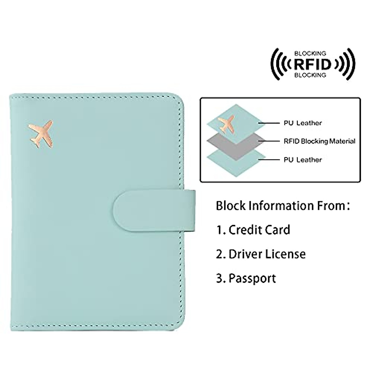 Melsbrinna 2 Pack Passport Holder,Passport Cover Case,Passport Holder with Ideal Holder for Various 4x3 Inch Cards,Rfid Blocking Travel Wallet for Family,Couples,Friends (Pink+Aqua green)