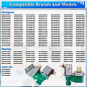 W10238100 WPW10238100 W10498992 Refrigerator Water Inlet Valve, Compatible with Whirlpool Kitchen-Aid Kenmore May-tag Jenn-Air IKEA Refrigerator, Replacement for W11451511 AP6017532 IMV-8100 K-77473