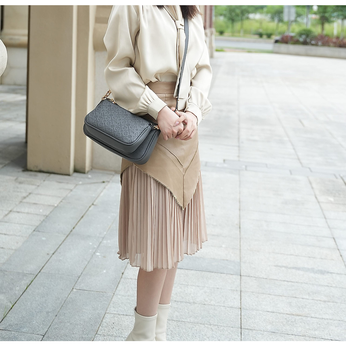 MKF Collection Shoulder Bag for Women, Crossover Handbag Purse Top-Handle Crossbody Bag Black