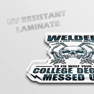 Welder Welding Vinyl Decal Sticker - for Toolboxes, Lockers, Cars, Trucks, Windows, Laptops, Cups and More - 5 Inches at Largest Point (Welder High School Diploma)