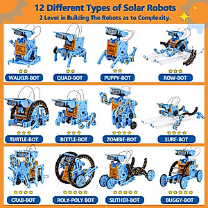 Bundle - 2 items: Sillbird STEM 12-in-1 Education Solar Robot Toys -190 Pieces DIY Building Science Experiment Kit for Kids Aged 8-10 and Older