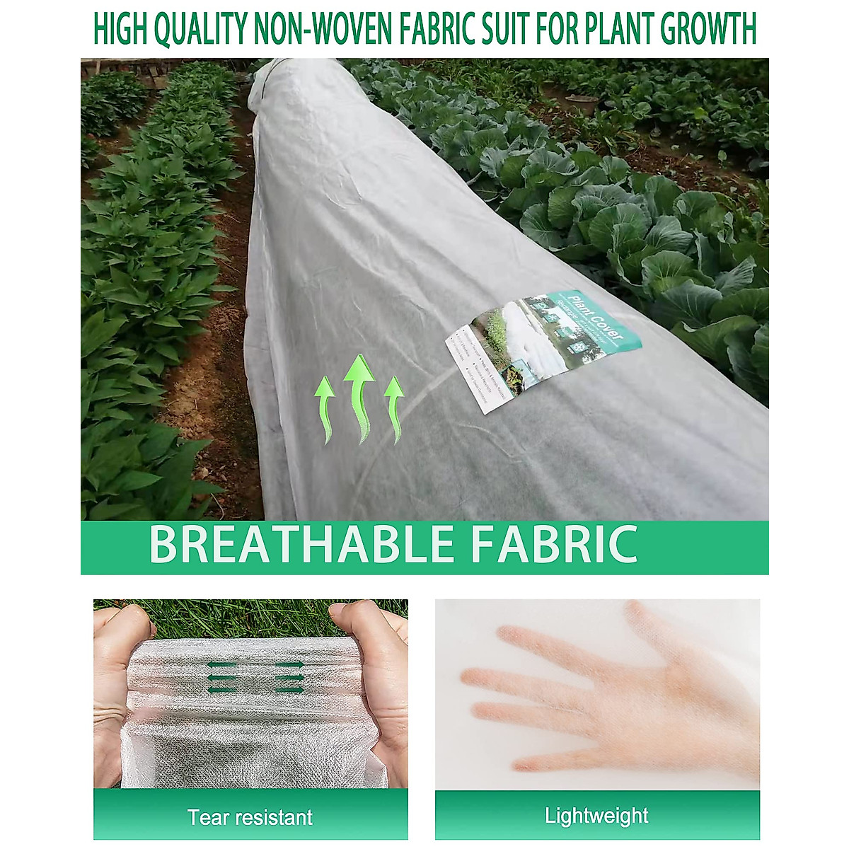 AISBAOB Garden Plant Covers Freeze Protection 8FTX24FT Fabric Plant Blanket Floating Row Cover for Cold Weather Reusable Plant Covers for Winter Frost Protection Sun Protection