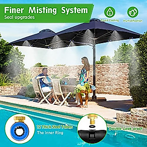 GEJRIO Mister System for Outside Patio，Outdoor Mister with 72FT Misting Hose，Patio Misters for Cooling with 26 Brass Mist Nozzles & an Adapter (3/4")，Misting Cooling System for Garden and Porch