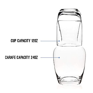Trinkware Bedside Carafe With Tumbler - Clear Glass - 2 Piece Water Pitcher And Cup Night Set