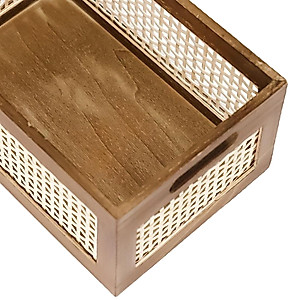 Yajuyi Wood Frame Storage Basket Wood Storage Crate Box for Desktop, S
