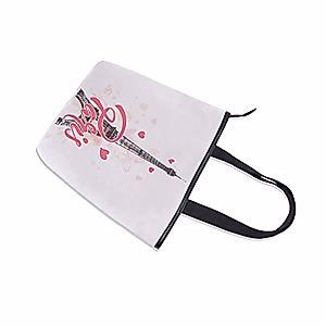 Vnurnrn Canvas Tote Bag with Zipper Light Large Capacity,Paris Eiffel Tower Handbag Shopping Shoulder Bag for Outdoors