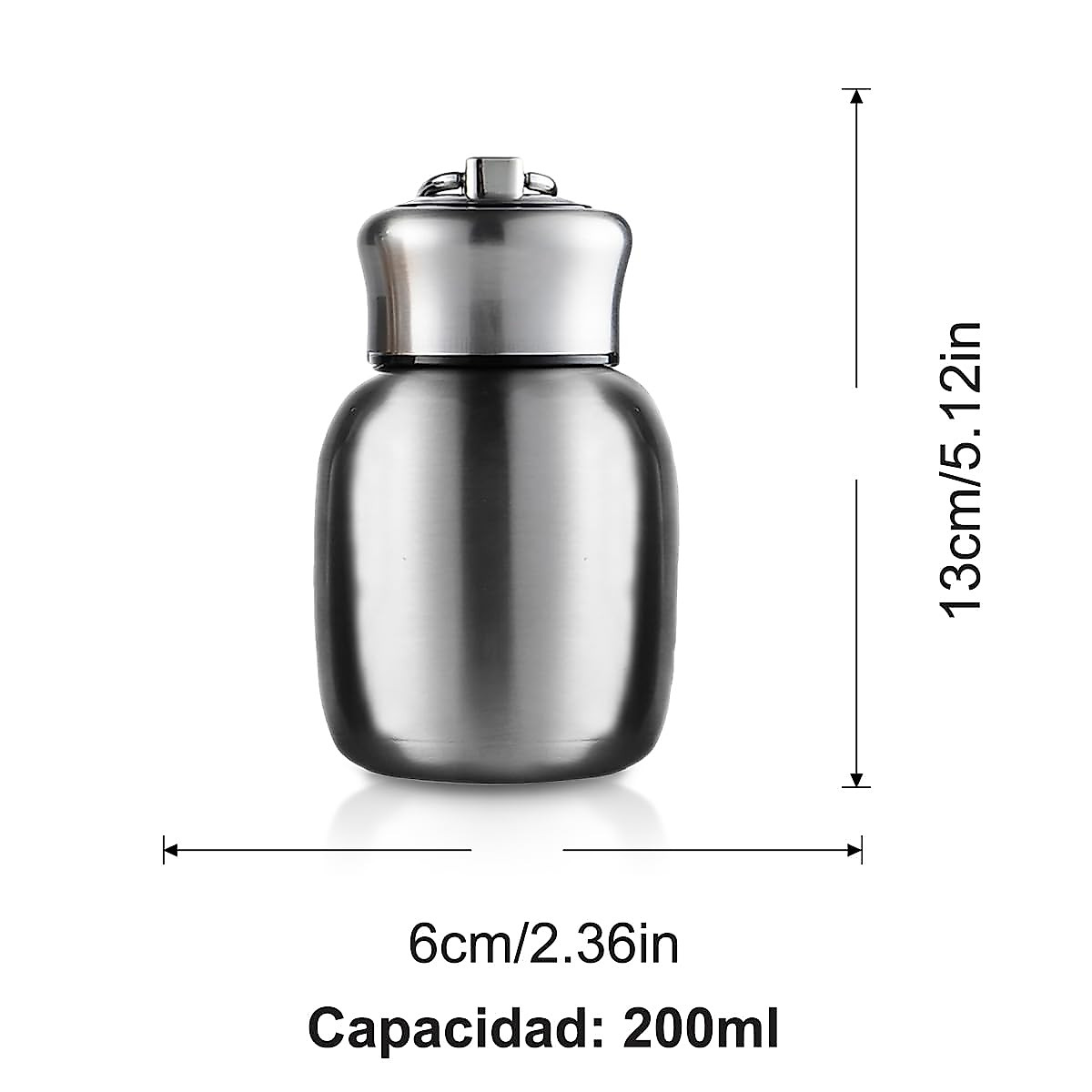 Mini 7 oz Stainless Steel Water Bottle, Small Vacuum Insulated Water Bottle Leak Proof Sport Tumbler Cup Hot and Cold Water Bottle for Women Girls Kids Gift Milk Tea Lunch (Silver)