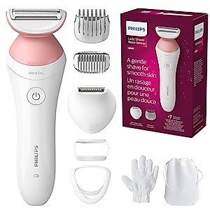 Philips Beauty Lady Electric Shaver Series 6000, Cordless with 7 Accessories, BRL146/00, White