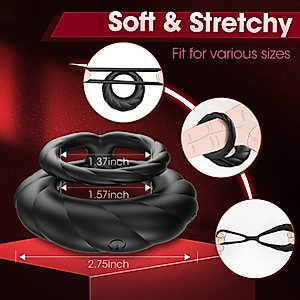 Vibrating Cock Ring Sex Toys for Men - Penis Ring Vibrator with 10 Vibrations, Adult Male Sex Toy for Longer Harder Stronger, Double Penis Vibrators Dildo, Couples Mens Male Adult Sex Toys & Games