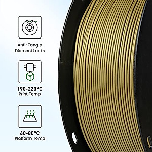 3D Printer Filament PLA 1.75mm - 1KG Premium Quality Filament Bundle with Spool, Eco-Friendly, Non-Toxic, Consistent Diameter and Tolerance for Precise Printing - Vacuum-Sealed Packaging -(Gold)