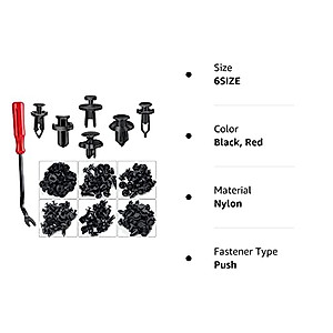 KCRTEK 120 pcs 6.3mm 8mm 9mm 10mm Nylon Bumper Push Fasteners,Bumper Clips with Fastener Removal Tool