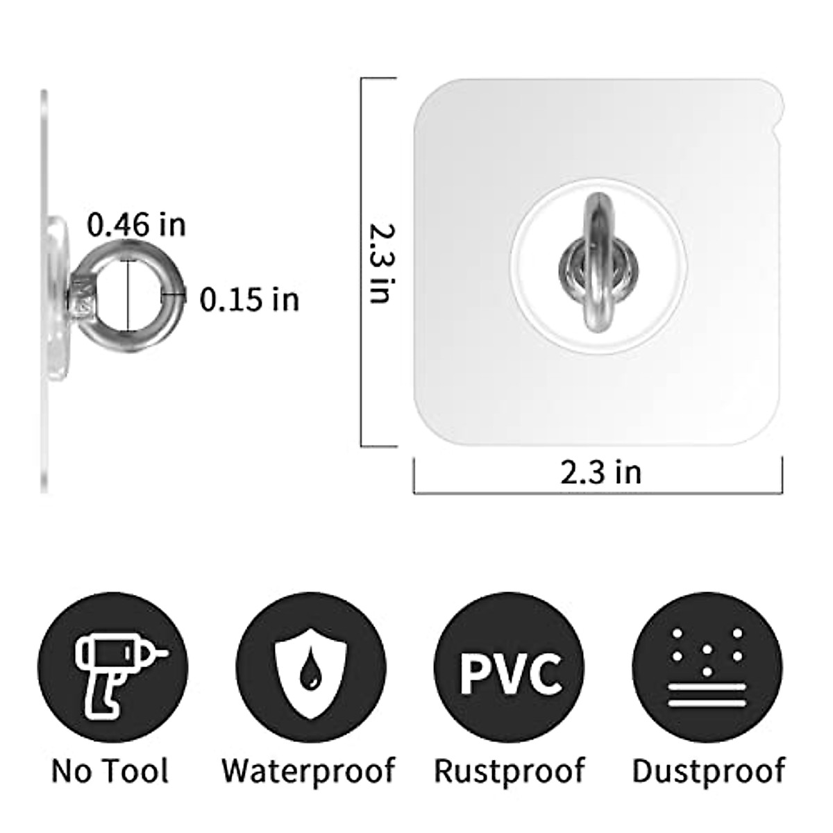 Ceiling Hooks, Practical Wall Hanging Auxiliary Hook, Stainless Steel,Waterproof,Nail-Free Adhesive Wall Hook,for Indoor and Outdoor Hanging Plants,Wind Chimes,Hangers, Decoration Hook,4 Pcs