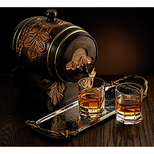 JoyJolt Aqua Vitae Premium Whiskey Glass Set of 2. Octagon Whiskey Glasses with Off Set Base. Old Fashioned Rocks Glasses for Scotch and Bourbon. Whiskey Tumbler Gifts for Men