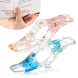 CALIDAKA 2pcs Transparent Thumb Book Page Holder Resin Book Page Holder Handmade Dried Flower Resin Thumb Ring Page Holder,Finger Bookmark Holder,for Reader Book Lover Literary(Transparent)