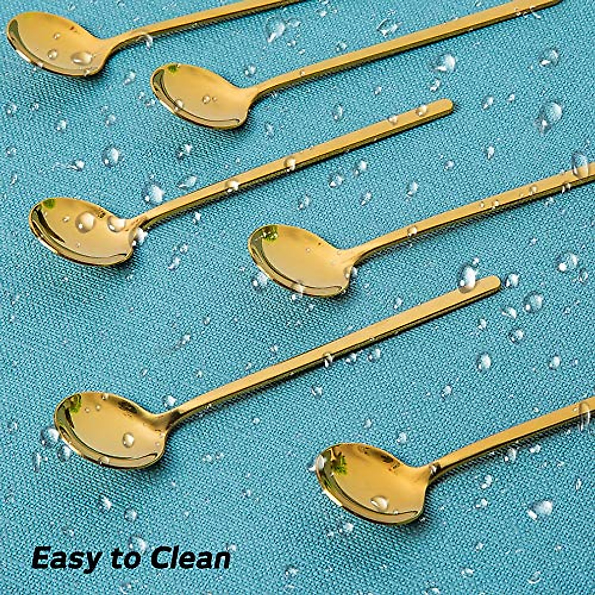 Pack of 8, Gold Plated Stainless Steel Espresso Spoons, findTop Mini Teaspoons Set for Coffee Sugar Dessert Cake Ice Cream Soup Antipasto Cappuccino, 5.3 Inch