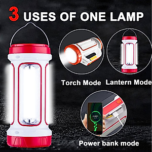 Solar Camping Lights Rechargeable Lantern,4000mah Battery for Power Outage Supplies Emergency Lights for Home Power Failure,1000LM Camping Lantern Solar Lamps Long Battery Life IPX4 Waterpoof