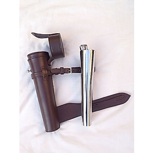 Horse Saddle Flask Set Saddle Hip Flask Brown Leather Cased stainless steel baton Saddle Flask Fox Hunting Horse Flask Riding Christmas Gifts For Him Her (Brown)