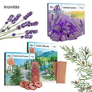 Inovida 30 American Cedar Wood Rings – Stop Clothes Damage - Wardrobe Freshener – Premium American Cedarwood Flowers for Fresh Scent in Drawers and Closets - Cedar Clothes Hangers