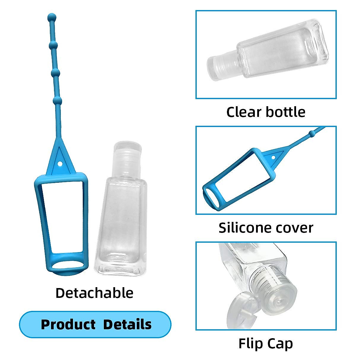 sonviibox 5 Pack Empty Hand Sanitizer Travel Size Holder,Travel Size 1 oz Leakproof Squeeze Bottles for kids and adult party favor (5Pack)