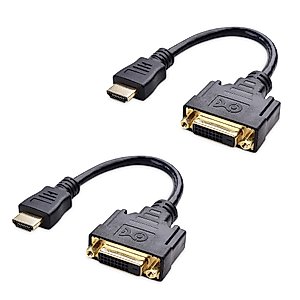 Cable Matters 2-Pack Bi-Directional HDMI to DVI Male to Female, DVI to HDMI Female to Male Cable Adapter - 5 Inches