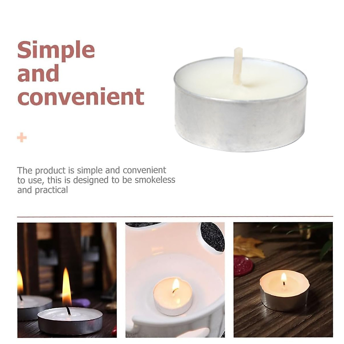 Tea Lights Candles,4 Hours Tealight Candles 20 Packs,Smokeless Small Tea Candles for Home, Pool, Shabbat, Weddings & Emergencies (White)